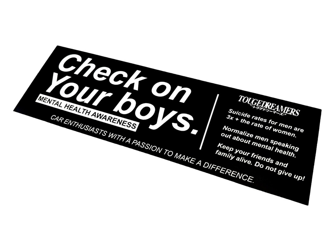 Check on Your Boys Mental Health Awareness JDM Sticker Slap - Etsy
