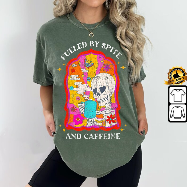 Skeleton Fueled by Spite and Caffeine Shirt Funny Shirt - Etsy