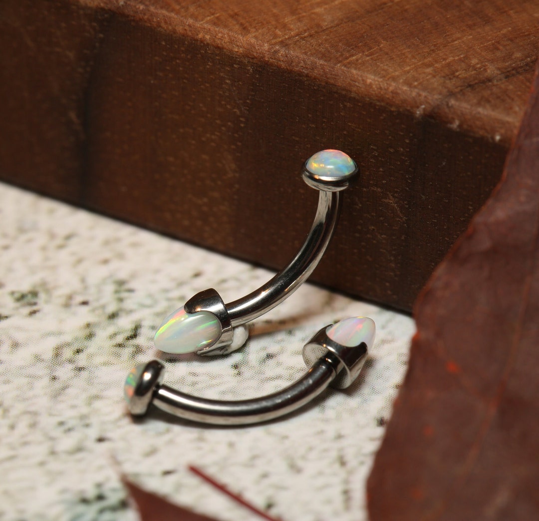 Vertical Labret Bridge Piercing Eyebrow Rings Bars Titanium Curved ...