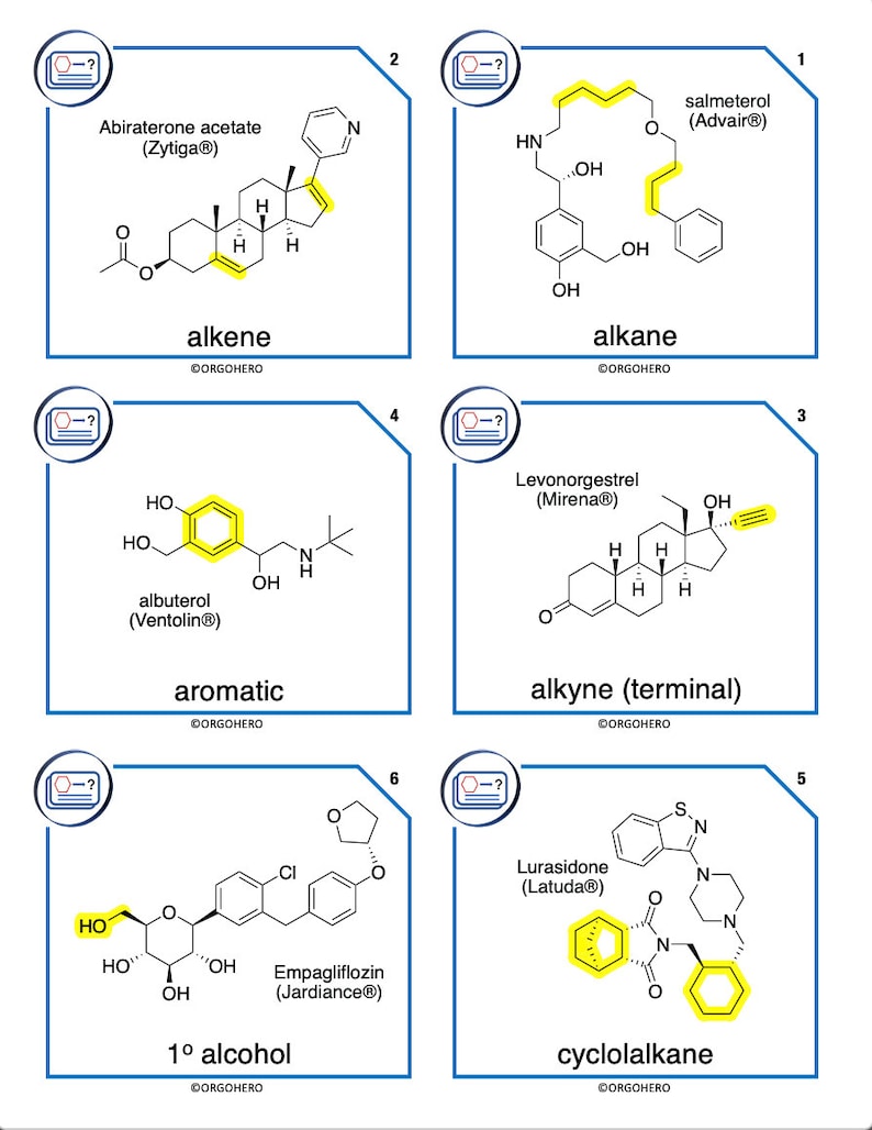 ORGOHERO Advanced Functional Group Flashcards for Organic Chemistry ...