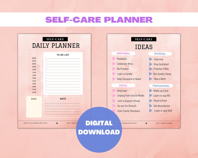 Self Care Planner | Printable Planner | Wellness Planner | Self Care ...