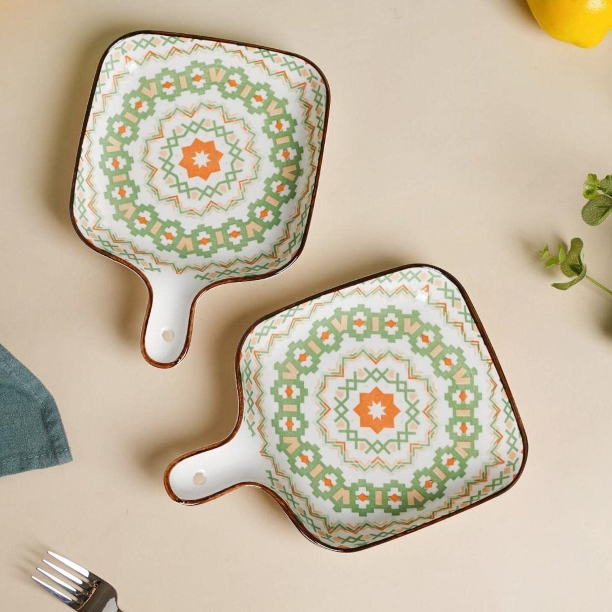 Handmade Mandala Patterned Square Ceramic Snack Plate / Dessert Plate ...