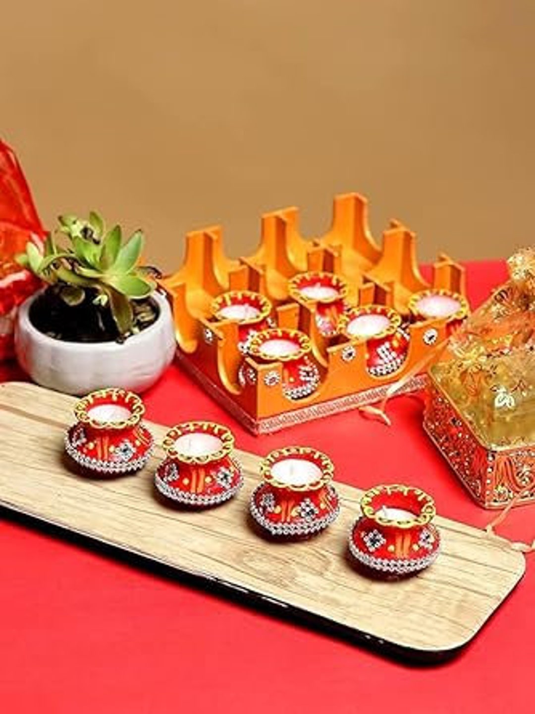 Handmade Diwali Tea Light Holder, Indian Kalash, Tealight Wax Burner ...