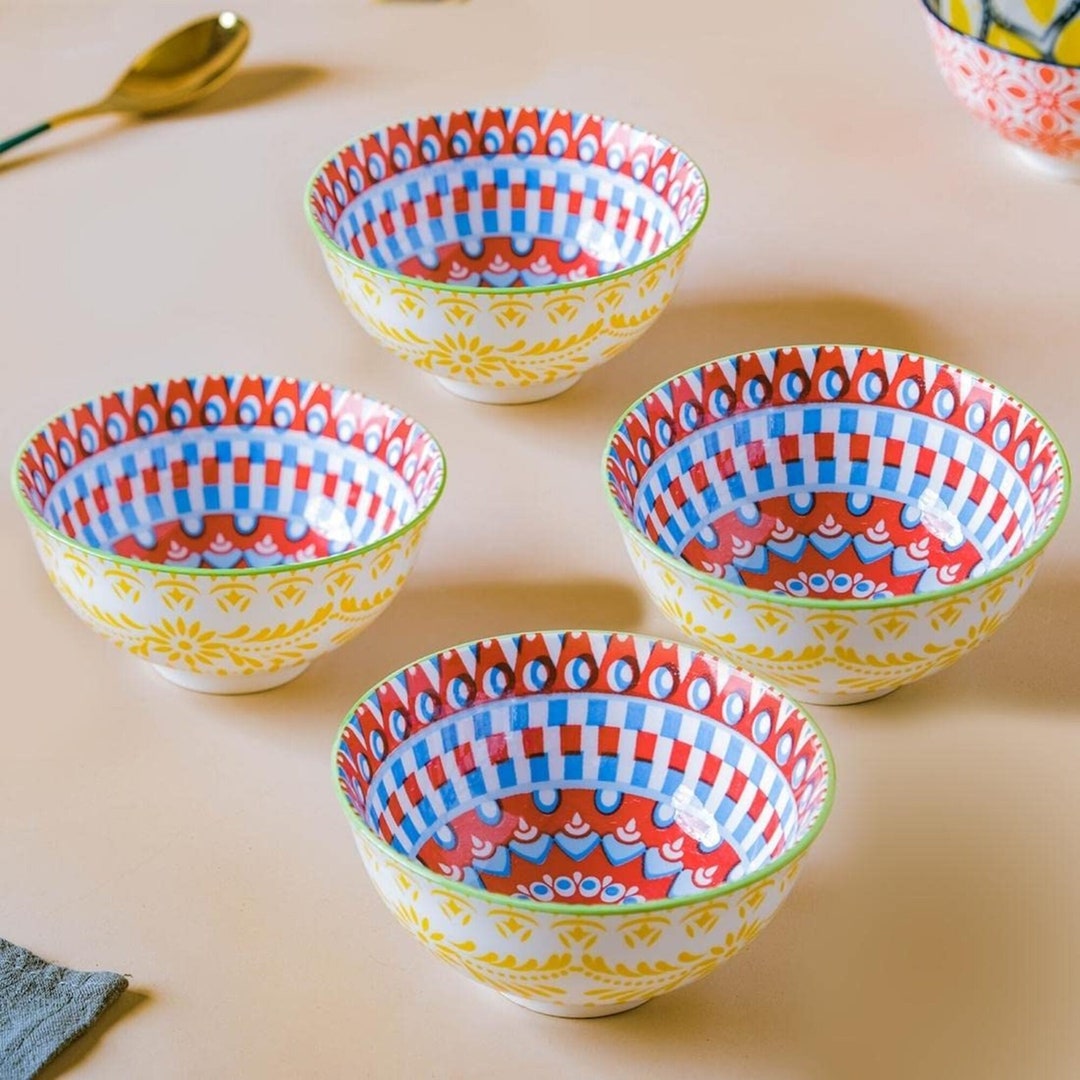 Handmade Mandala Ceramic Snack Bowl for Serving Snacks, Starters, Soups ...