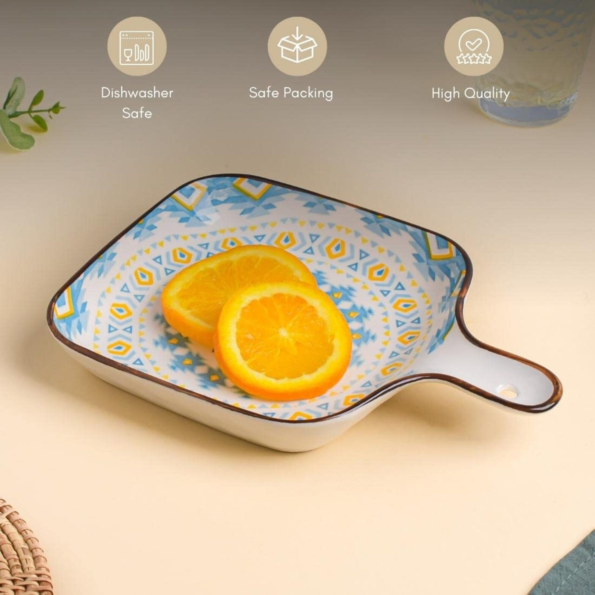 Handmade Mandala Patterned Square Ceramic Snack Plate / Dessert Plate ...