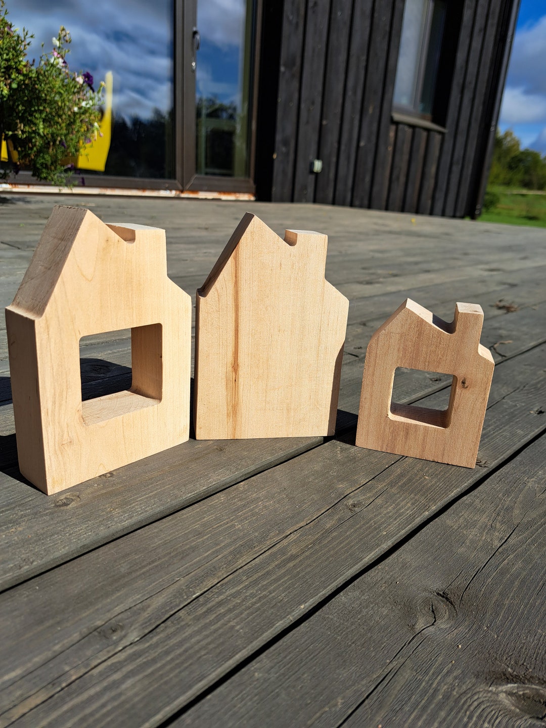 Handmade Ash Wood House Figure: Natural Wood Home Decor - Etsy
