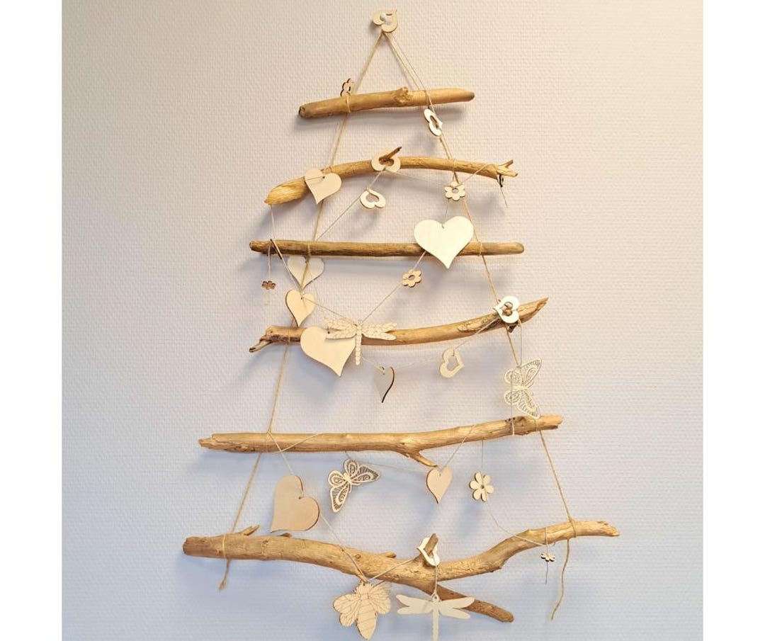 Hanging Wooden Branch Christmas Tree: Minimalist Wall Decor - Etsy