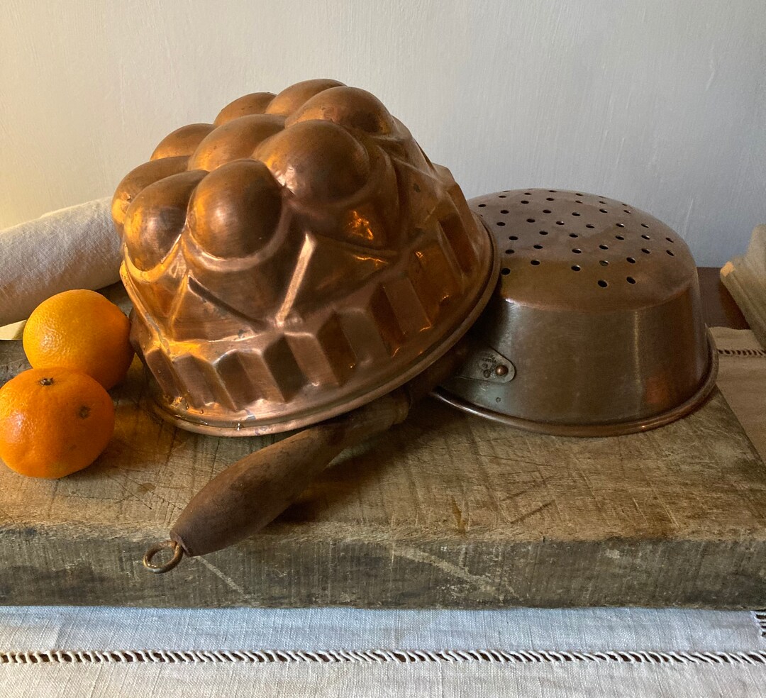 Set Vintage French Copper / Cake Mold / Colander / Strainer / Passoire ...