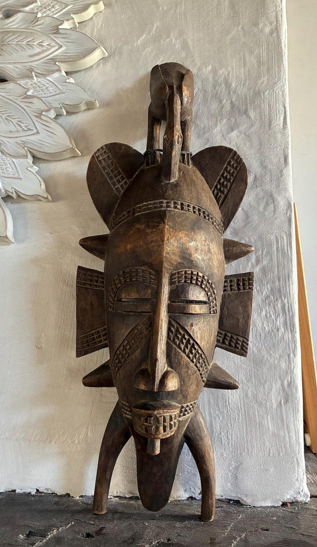 Vintage Senoufo Ivory Coast Kpelie Hand Carved Wooden Tribal Mask ...
