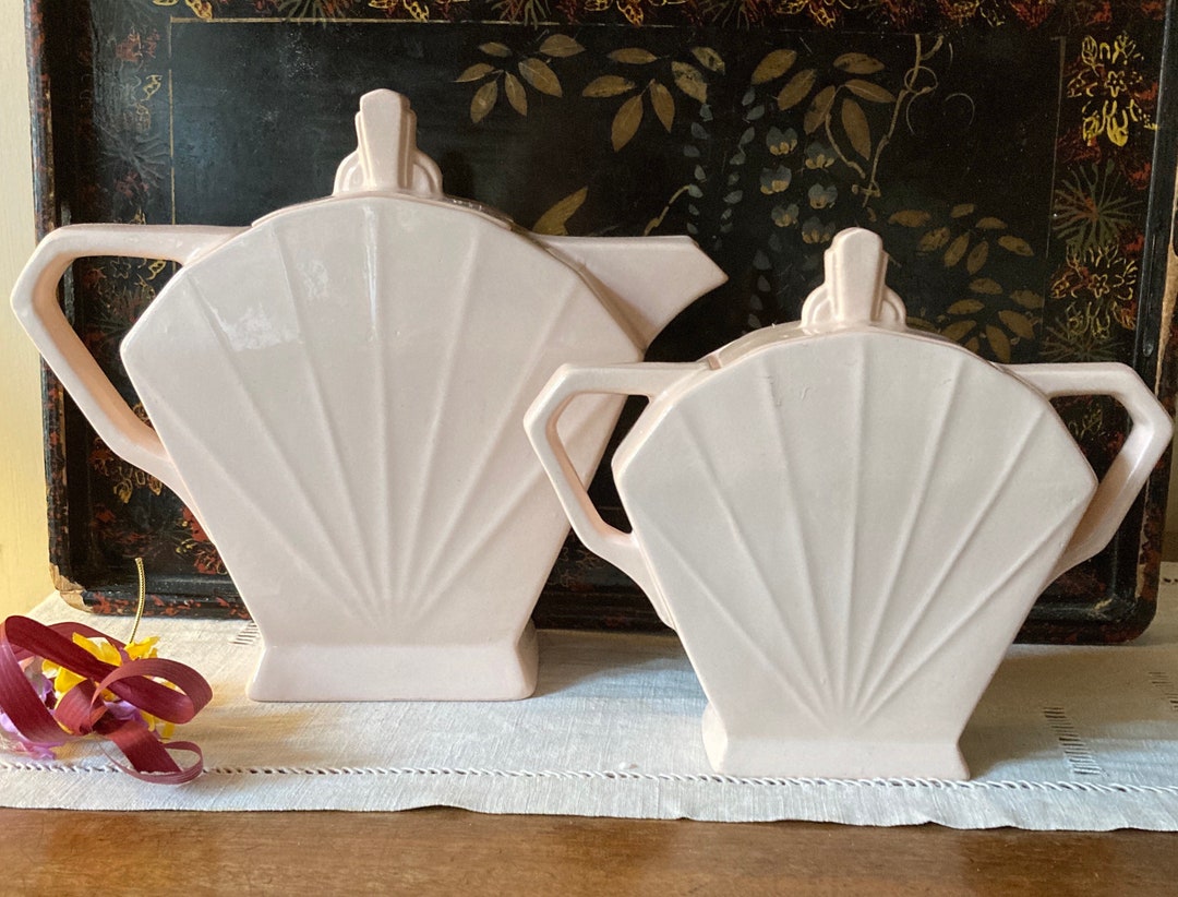 Antique French Saint Amand Pale Pink Art Deco Tea Pot and - Etsy
