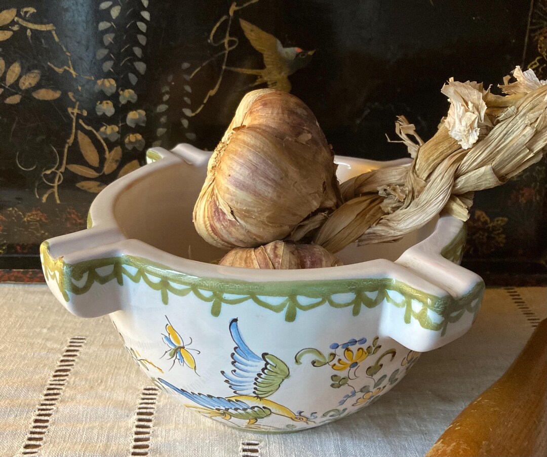 Antique French Moustiers Faience Mortar and Pestle / Decorative Heavy ...