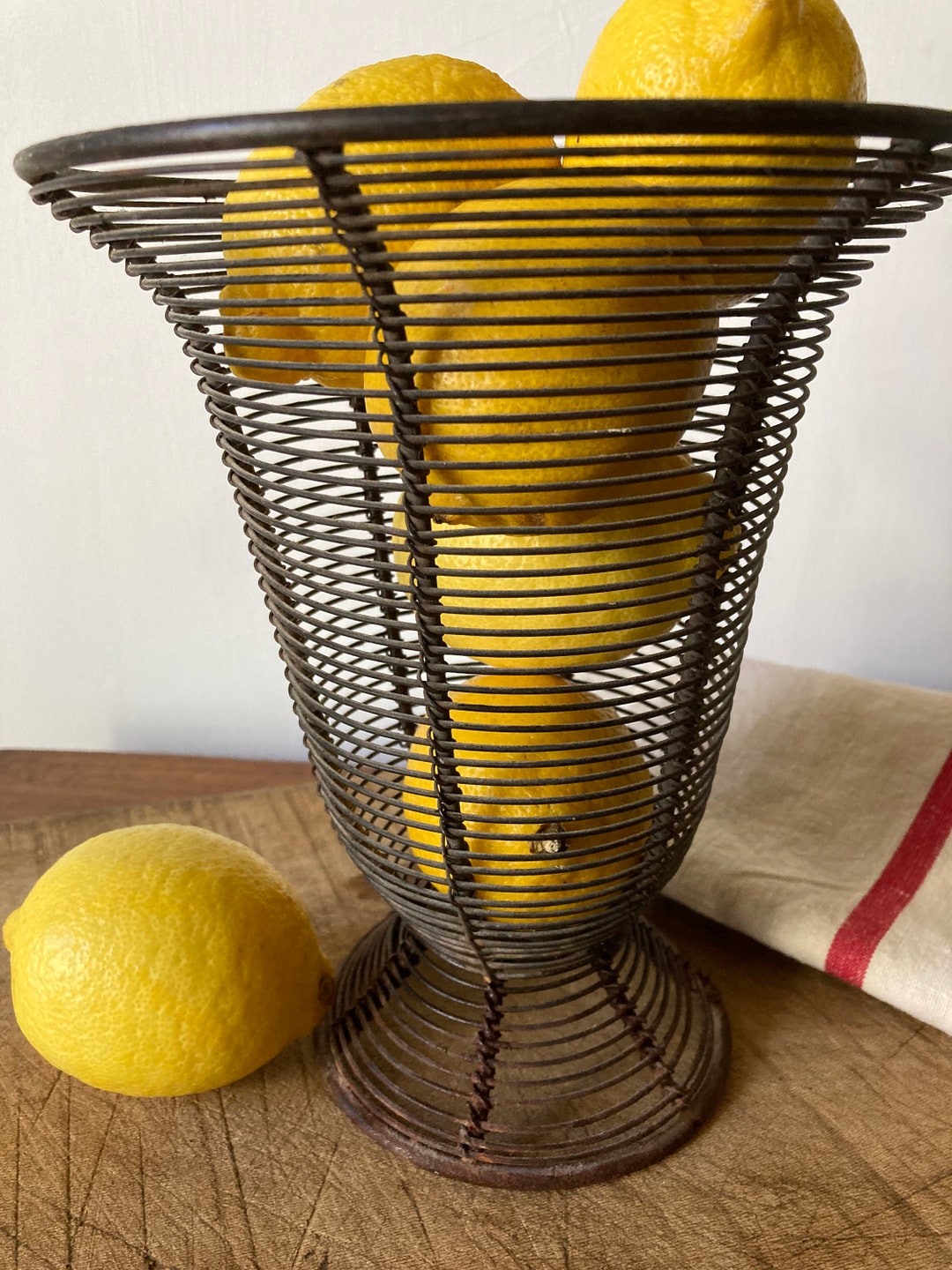 Lovely Vintage French Wire Footed Basket / Fruit Basket / Egg Basket - Etsy