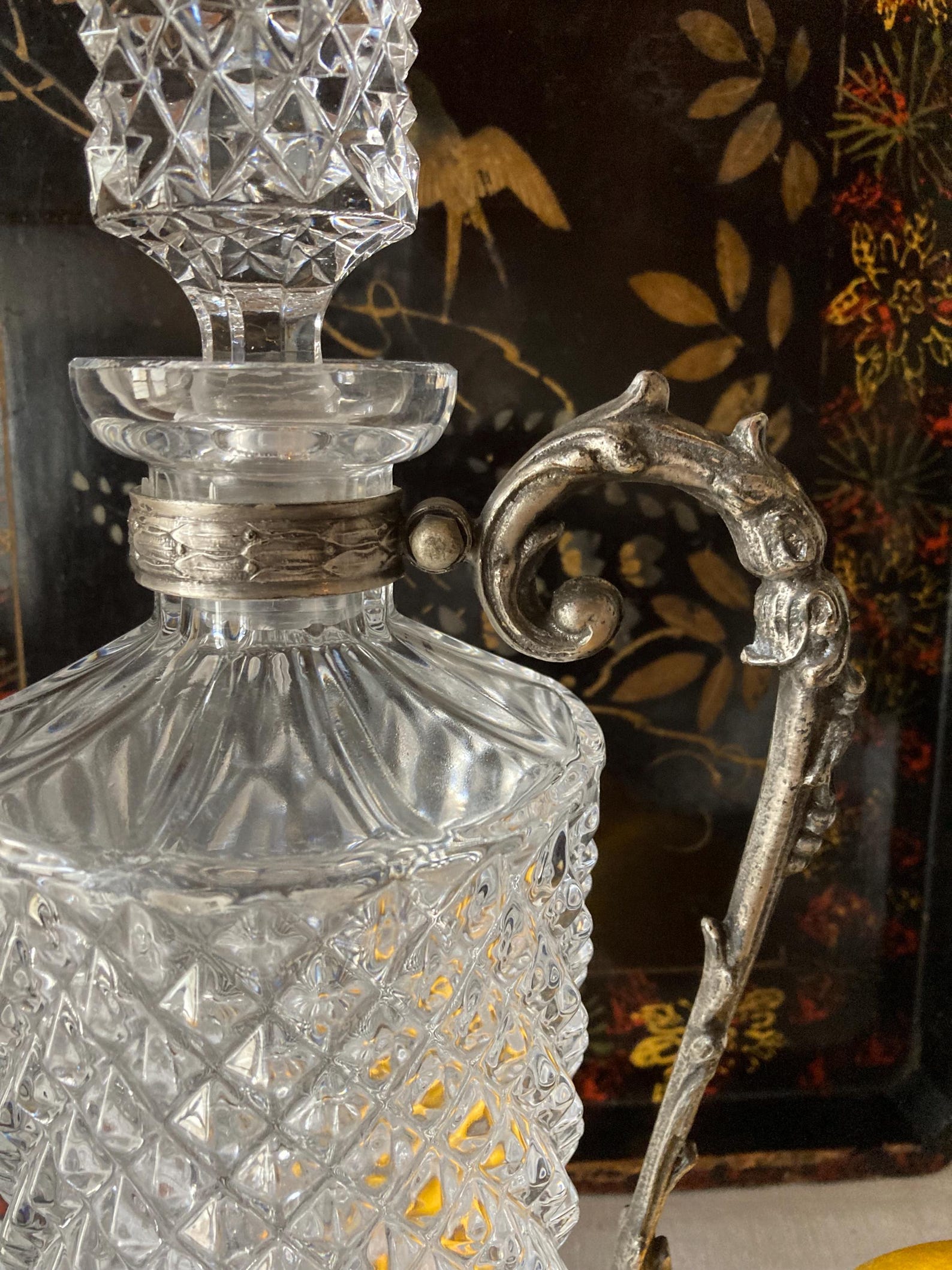 Antique French Cut Crystal Very Heavy Ornate Decanter / Art Nouveau ...