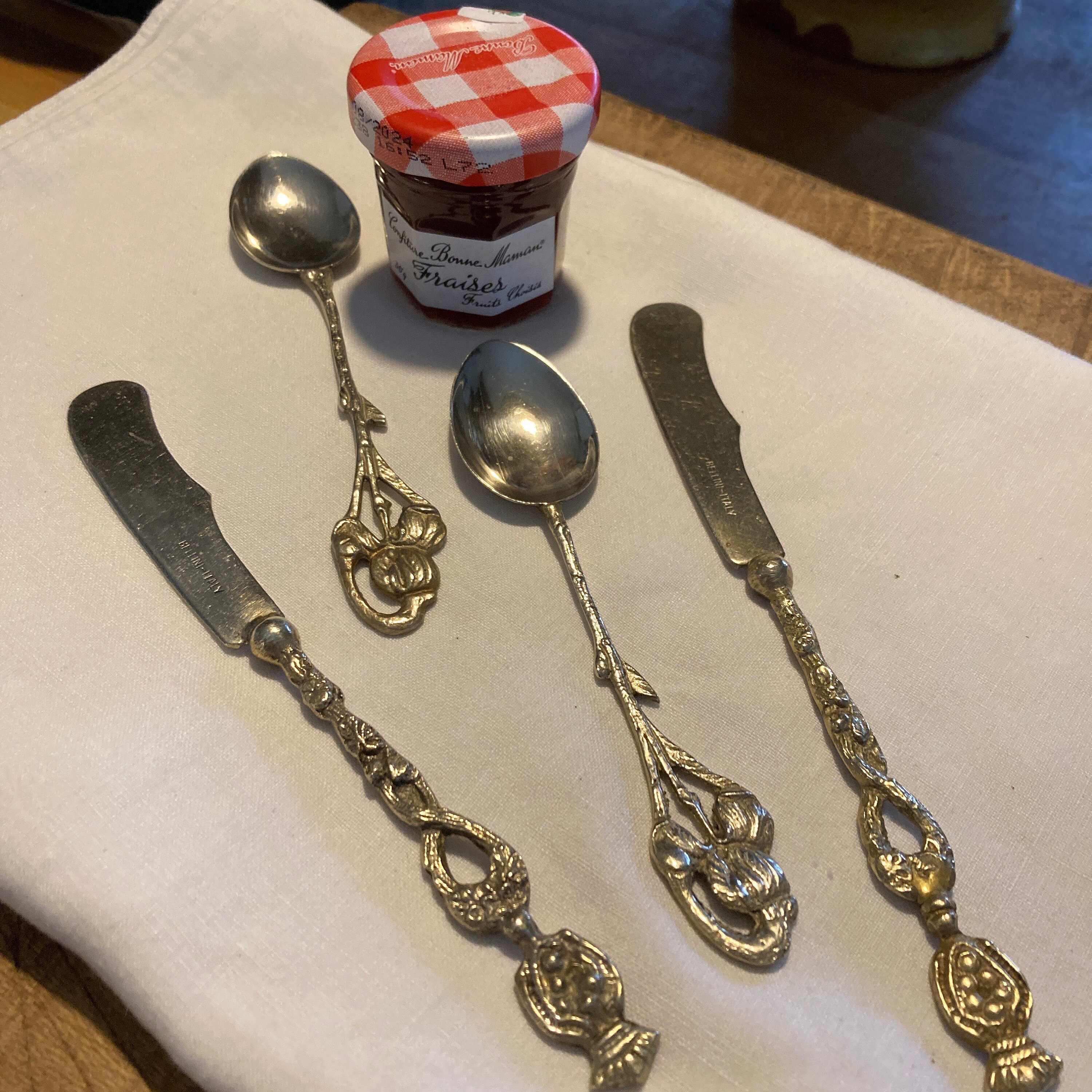 Set Ugo Bellini Cocktail Spoons and Knives / Brass Signed Bellini Italy ...