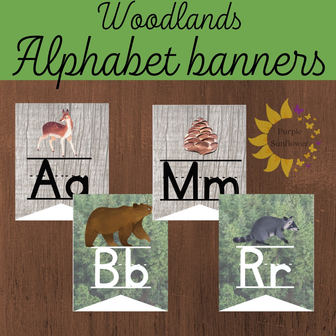 Woodlands Alphabet Banners - Etsy