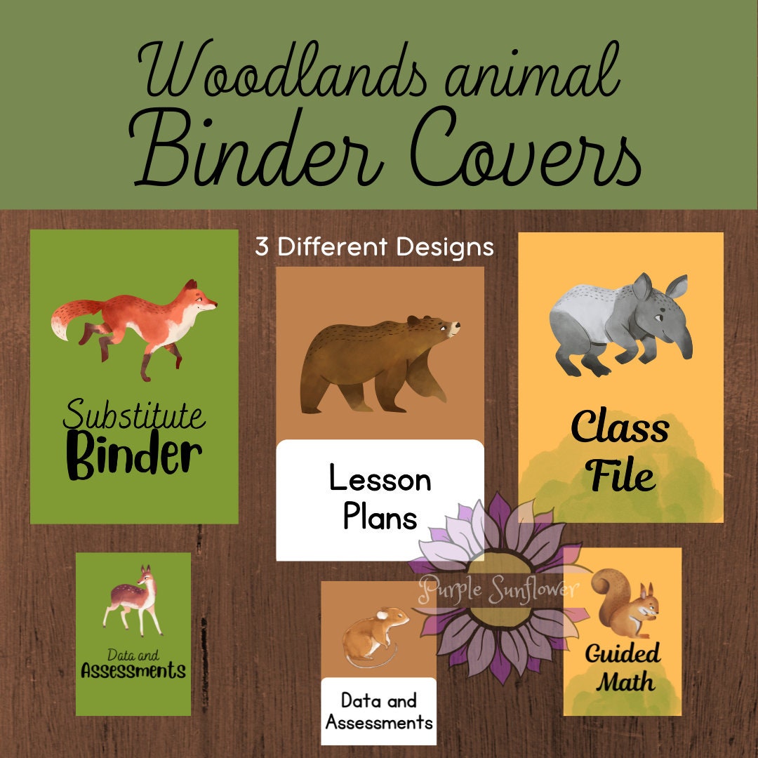 Woodlands Animal Binder Covers - Etsy