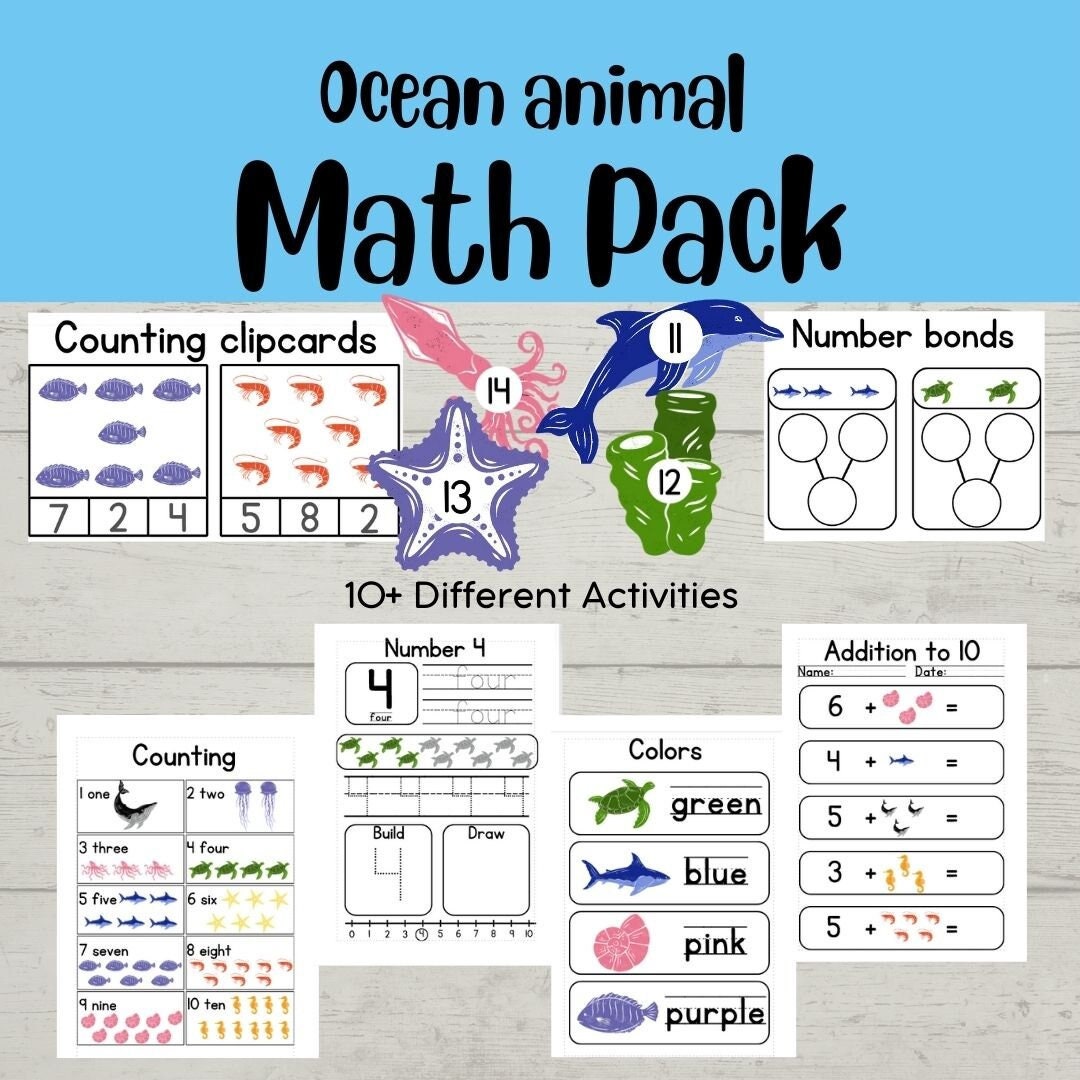 Ocean Animal Math Pack - Etsy
