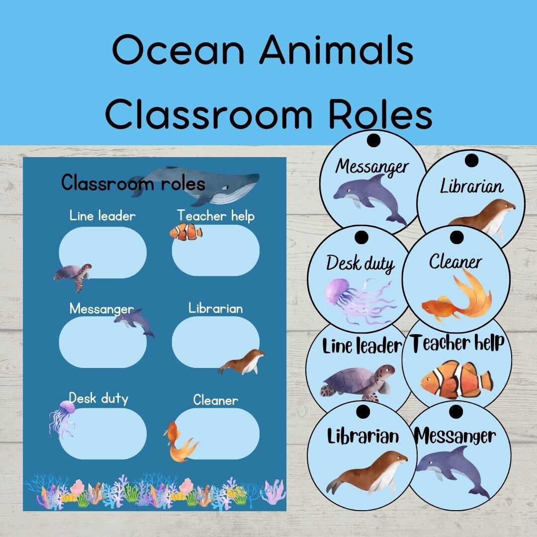 Ocean Animals Classroom Roles - Etsy