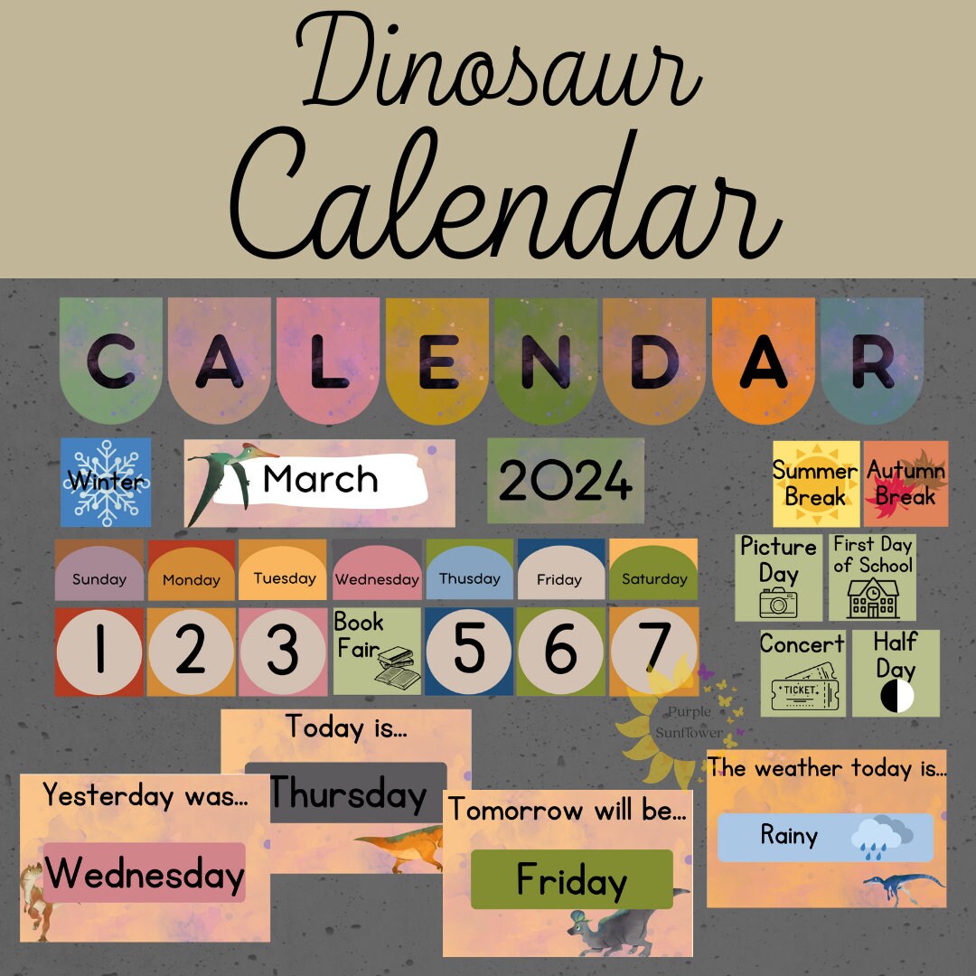 Dinosaur Classroom Calendar - Etsy