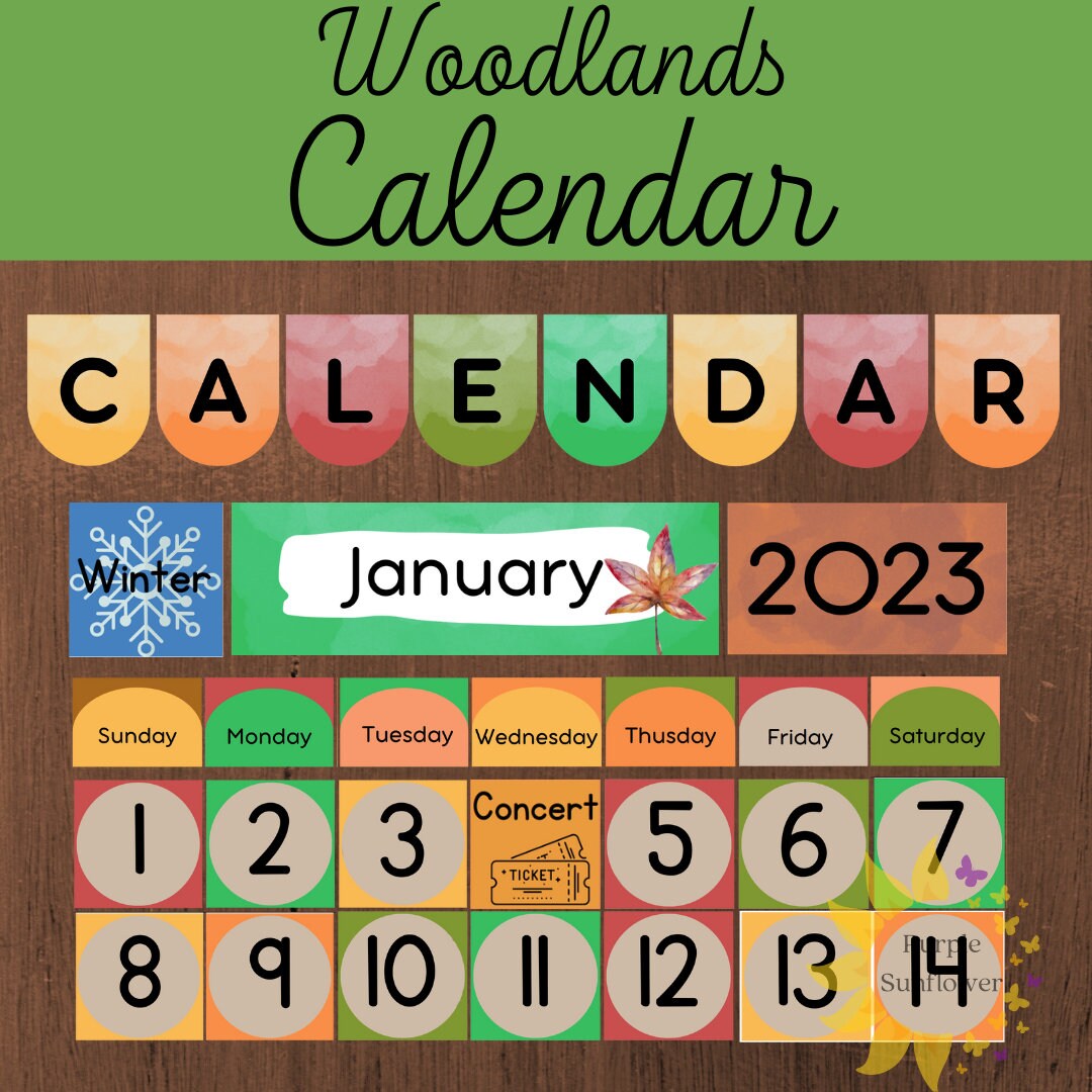 Woodlands Classroom Calendar - Etsy