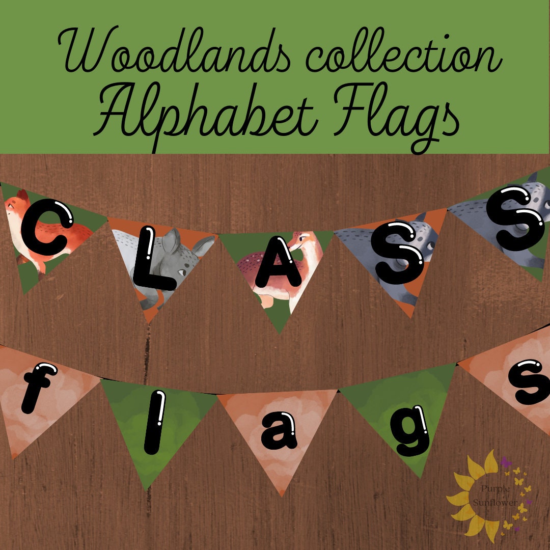 Woodlands Alphabet Flags - Etsy