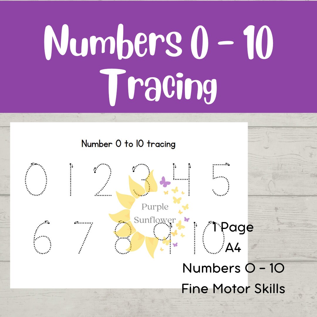 Numbers 0- 10 Tracing Sheet - Etsy