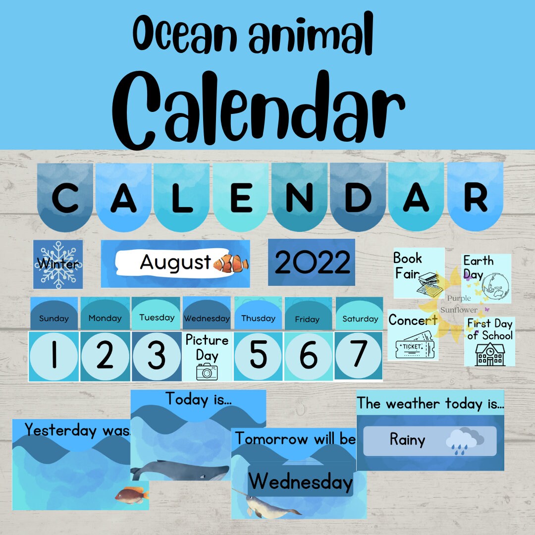 Ocean Classroom Calendar - Etsy
