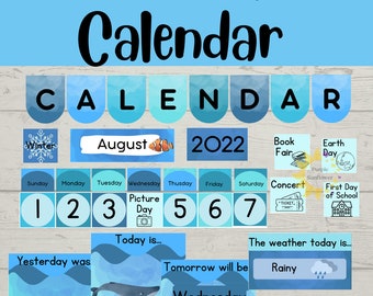Editable Classroom Calendar Kit With Ocean Theme Under the Sea - Etsy