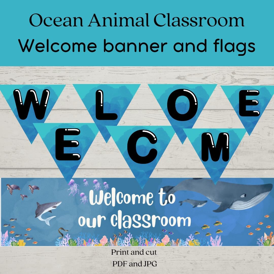 Ocean Animals Welcome Banner - Etsy