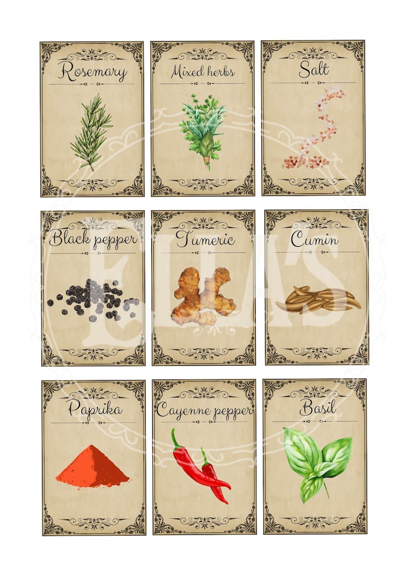 Spice Jar Labels - Etsy