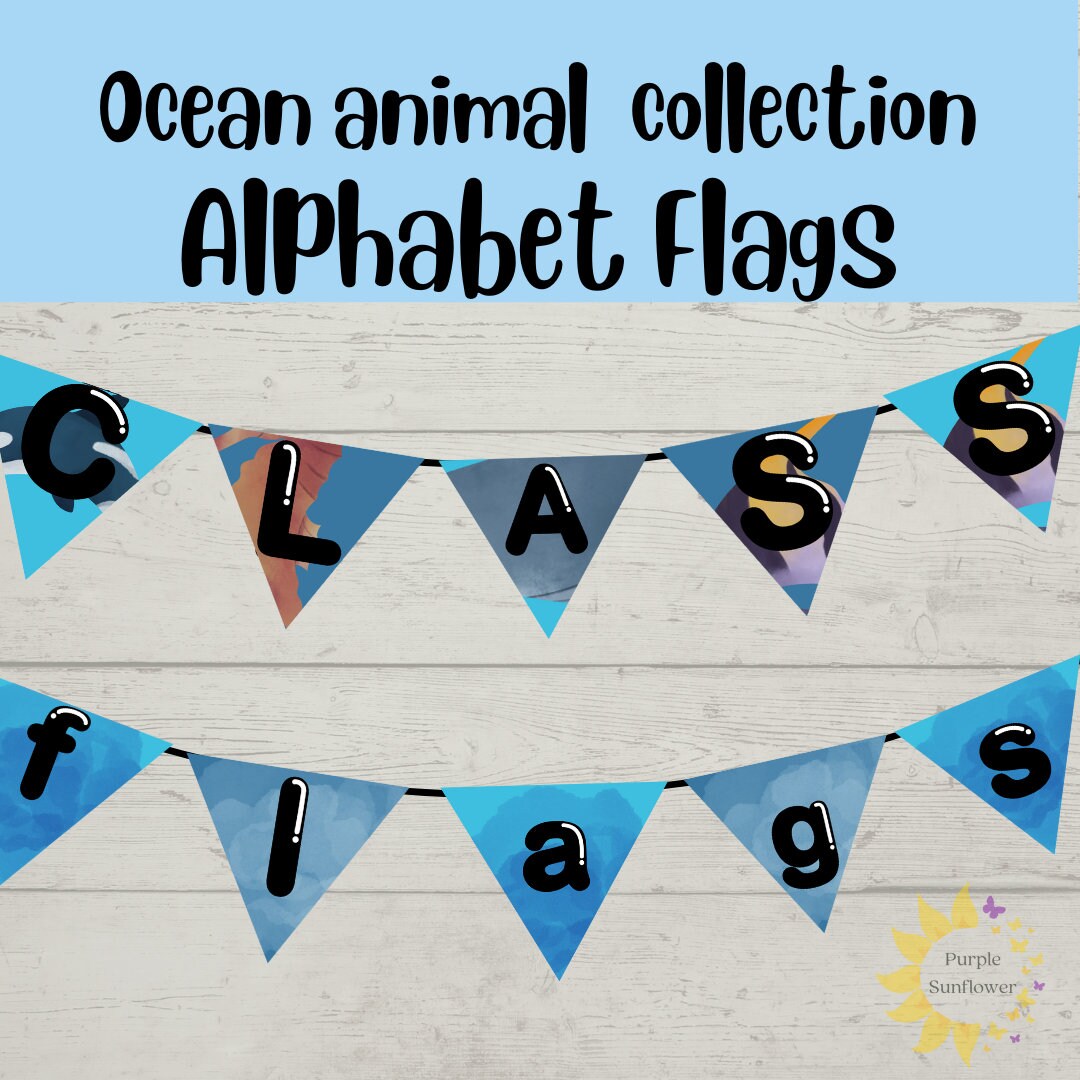 Ocean Animal Alphabet Flags - Etsy