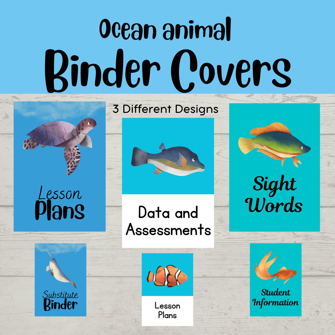 Ocean Animal Binder Covers - Etsy