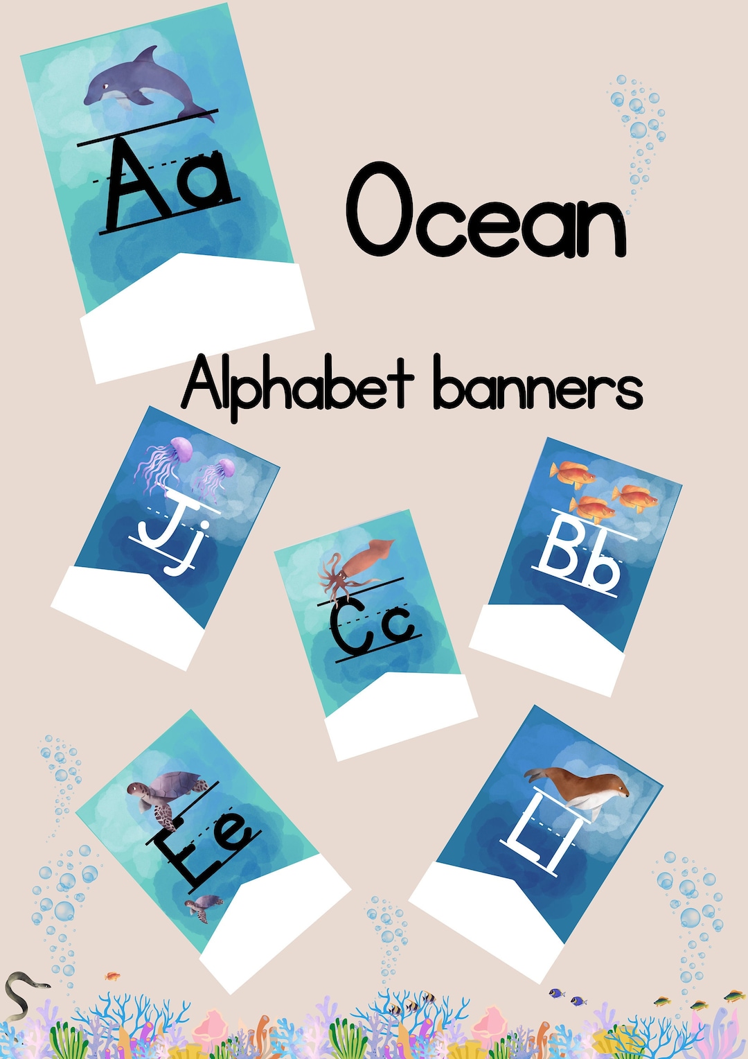 Ocean Classroom Alphabet Banner - Etsy