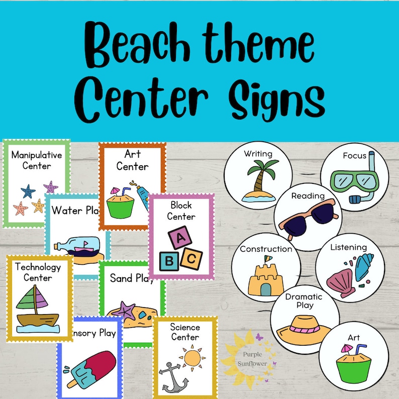 Beach Theme Center Signs - Etsy