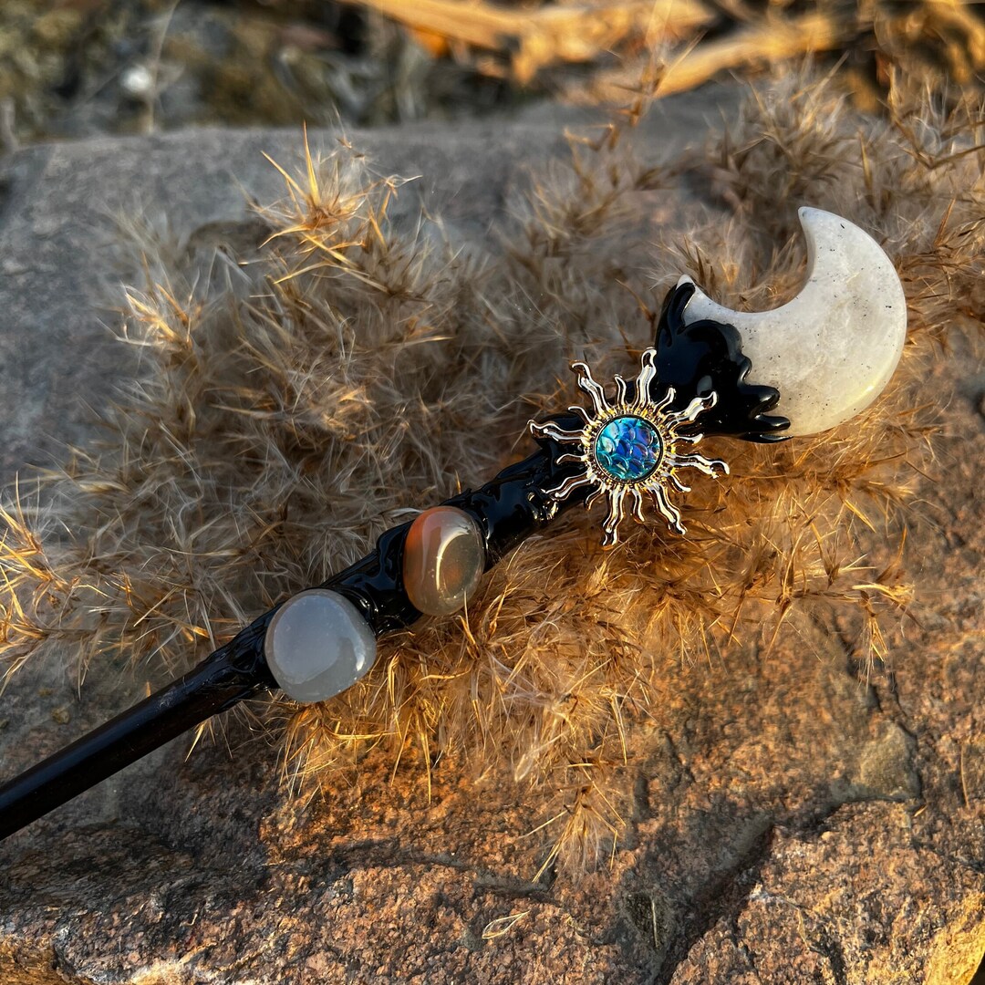 Moon Labradorite Crystal Wand Handmade 27cm Crystal Wand Wizard Wand ...