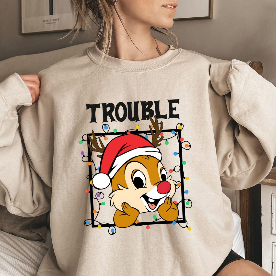 Double Trouble Chip and Dale Shirt, Christmas Couple Reindeer Matching ...