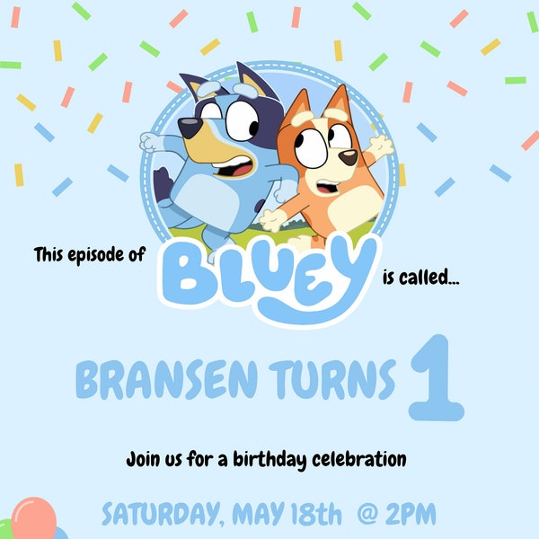 Bluey 1st Birthday Invitation Digital - Etsy