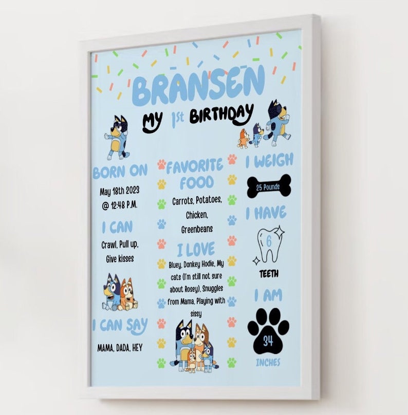 Bluey 1st Birthday Poster - Etsy Australia