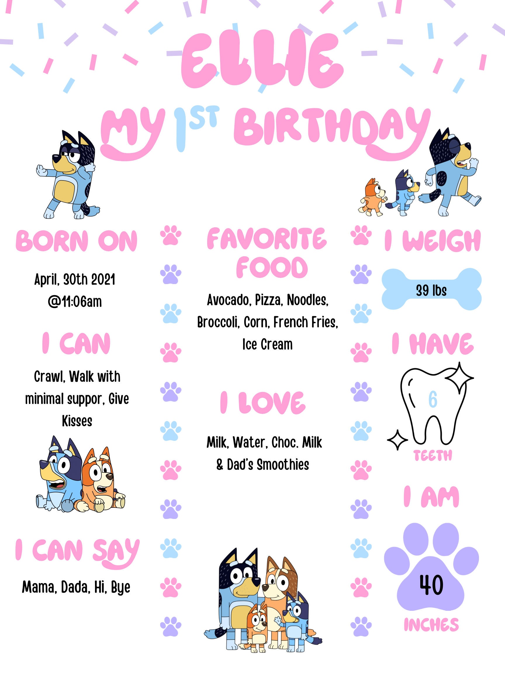 Girls Bluey Birthday Poster - Etsy