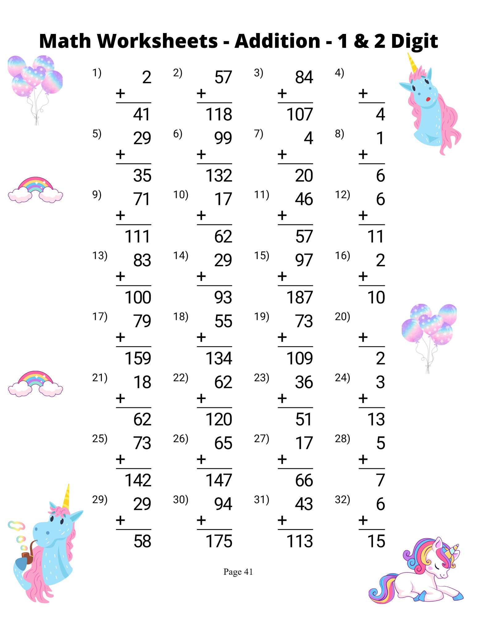 Math Worksheets Addition, 1920 Additions Single and Double Digit, Math ...