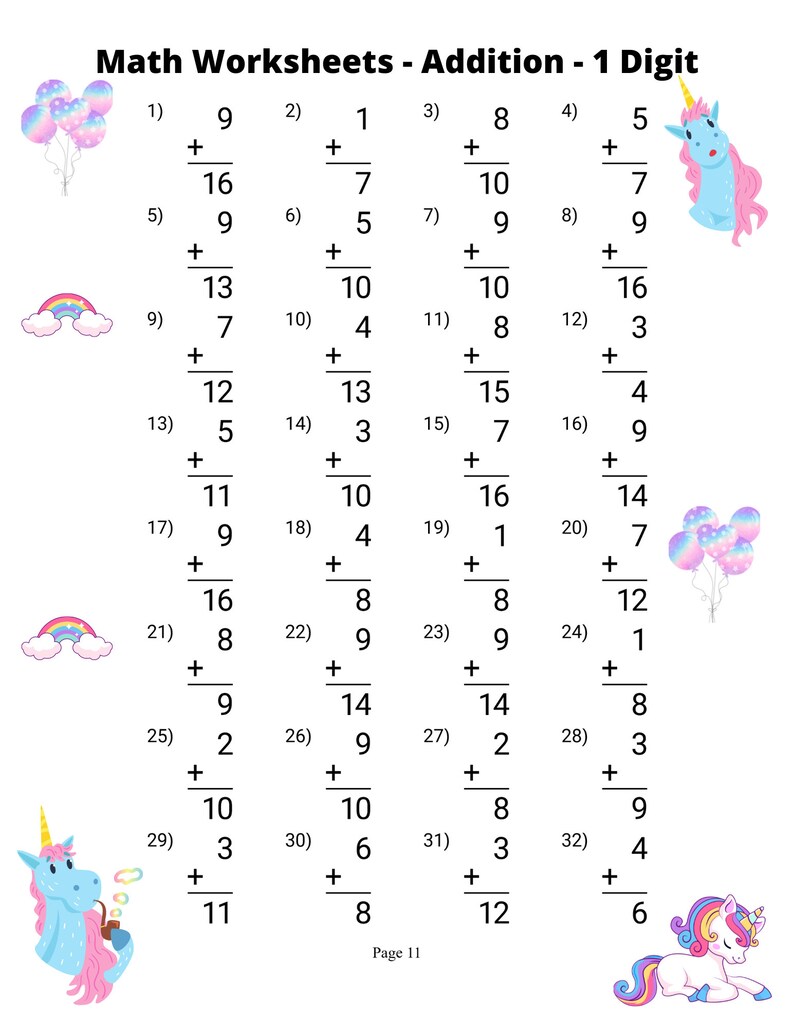 Math Worksheets Addition, 1920 Additions Single and Double Digit, Math ...