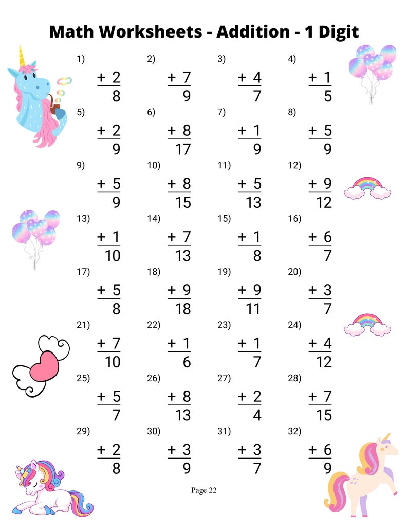 Math Worksheets Addition, 1920 Additions Single and Double Digit, Math ...