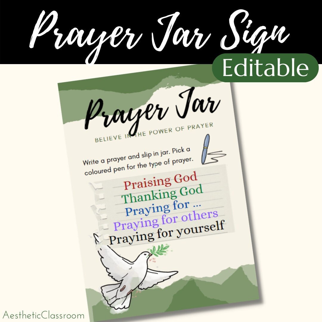 Prayer Jar Sign/ Plant Rustic Classroom Decor / Editable - Etsy