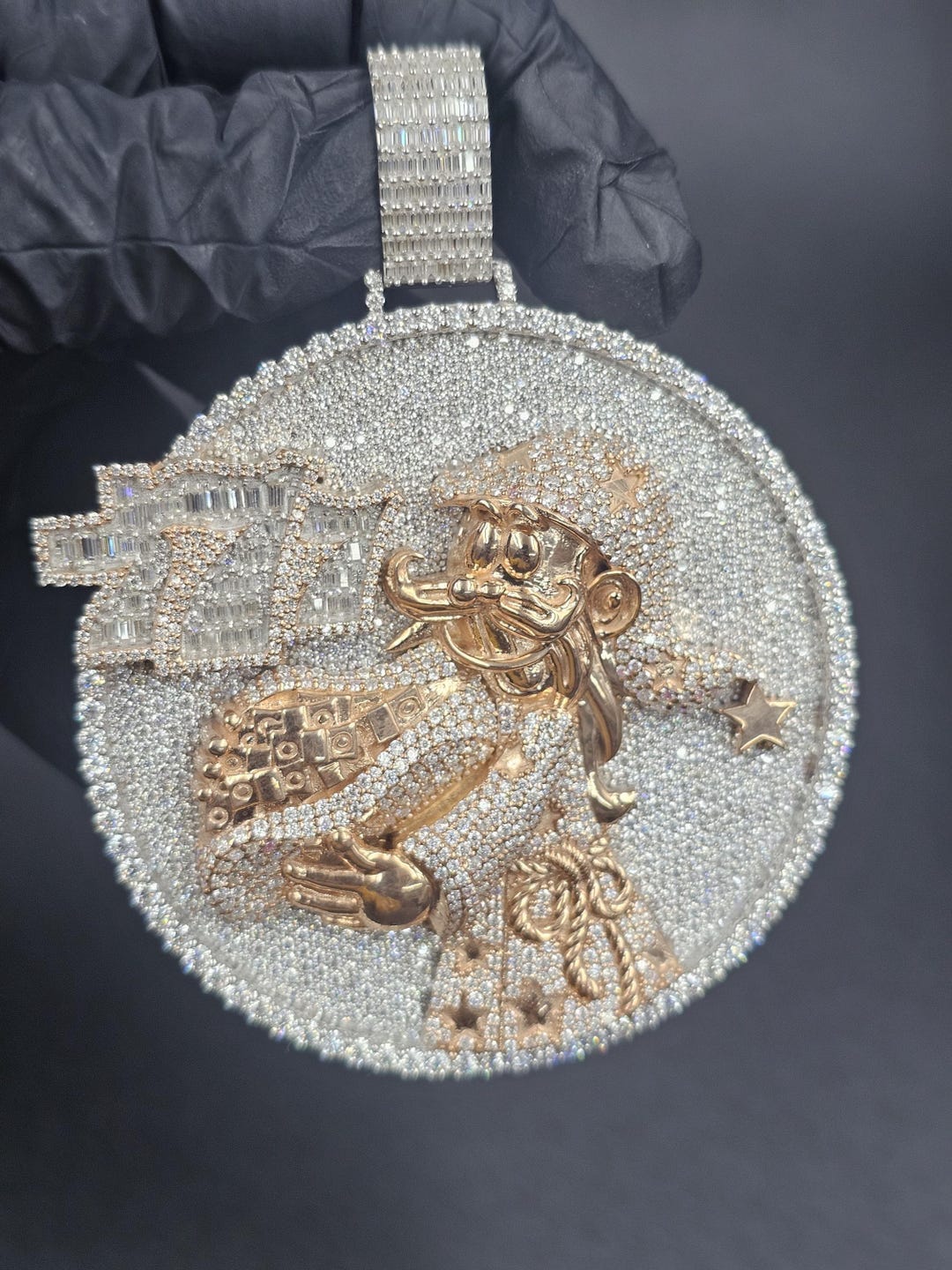 Iced Out Moissanite Money Bag Pendant, 925 Sterling Silver, Rose Gold ...