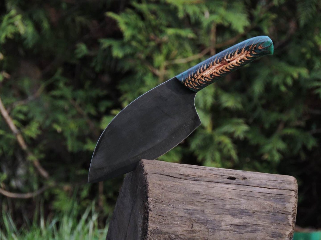 Bushcraft Model "ghost Cleaver" Pinecone Resin Handmade Knife ...