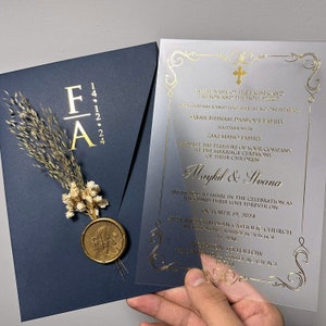 Luxury Acrylic Wedding Invitation With Gold Foil Printable, Dried ...