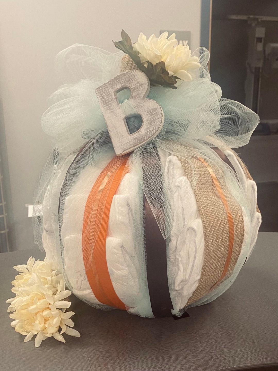 Pumpkin Customized Diaper Cake- Made to Order - Etsy