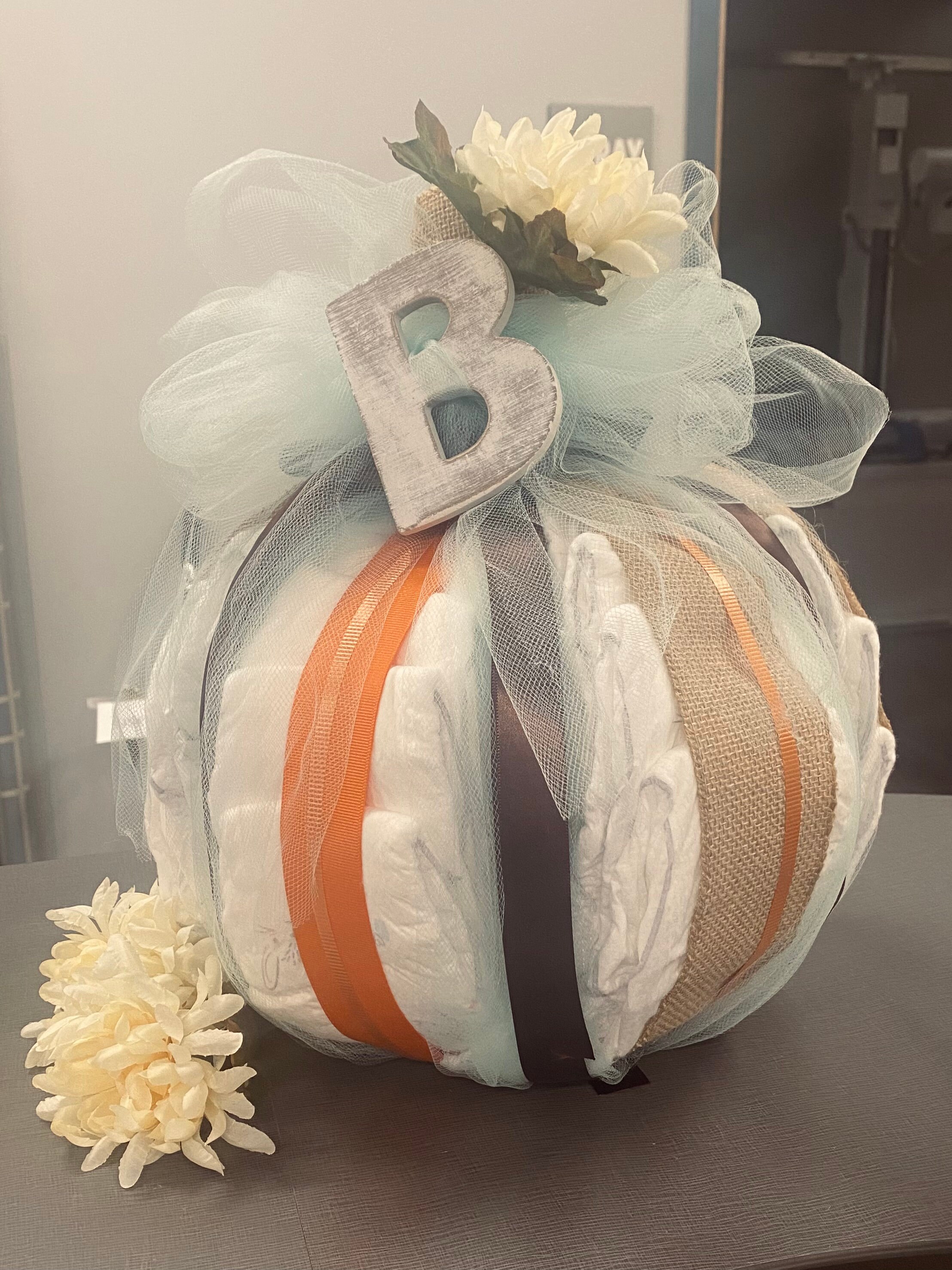 Pumpkin Customized Diaper Cake- Made to Order - Etsy