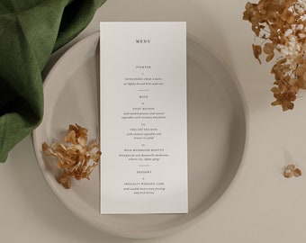 PRINTED Wedding Menu Name Place Card, Classic, Elegant, Simple Wedding ...