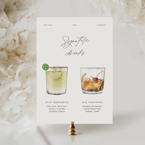 Modern Script Bar Menu Sign, Printable Wedding Bar Menu, Alcohol Drinks ...